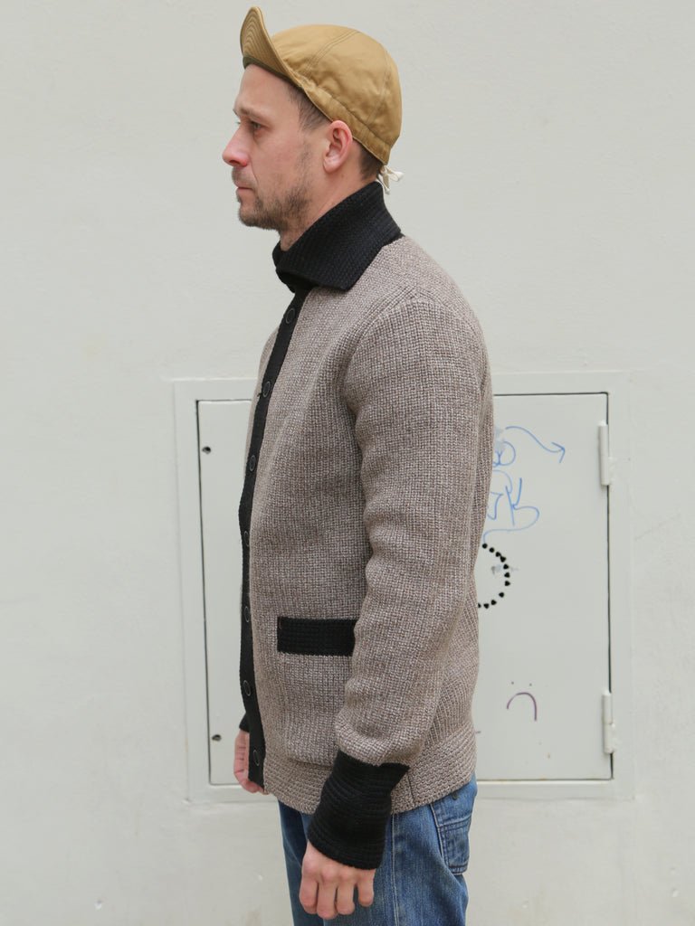 Black Sign 1920s Byron Collar 2-tone Sweater coat - Coyote Brown x Mat ...